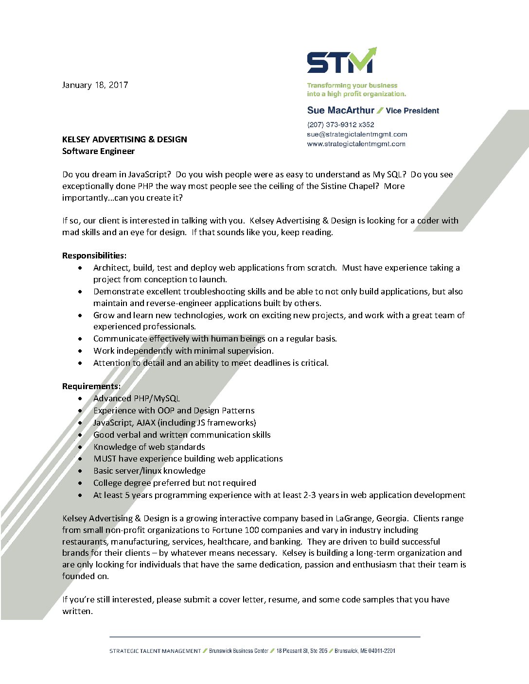 Software Engineer Ad - Strategic Talent Management